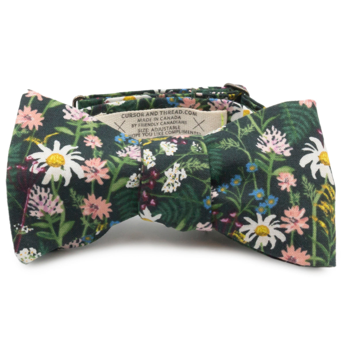 Heath Floral Green Cotton Bow Tie Made in Canada by Cursor & Thread